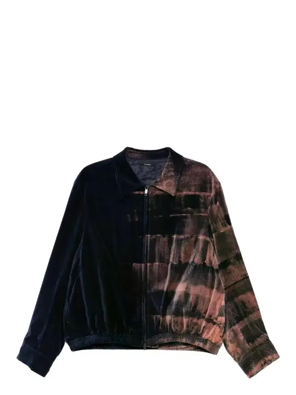 TAAKK Hand-bleached Velvet Zip Jacket - Blue