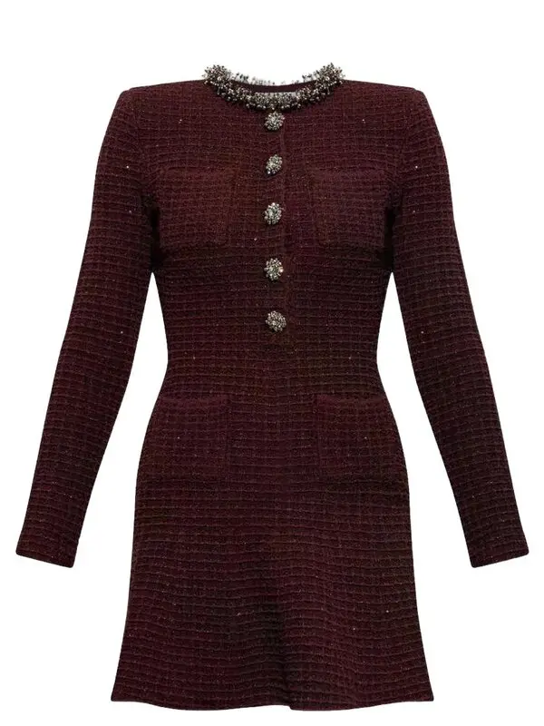 SELF-PORTRAIT Embellished Mini Dress - Red