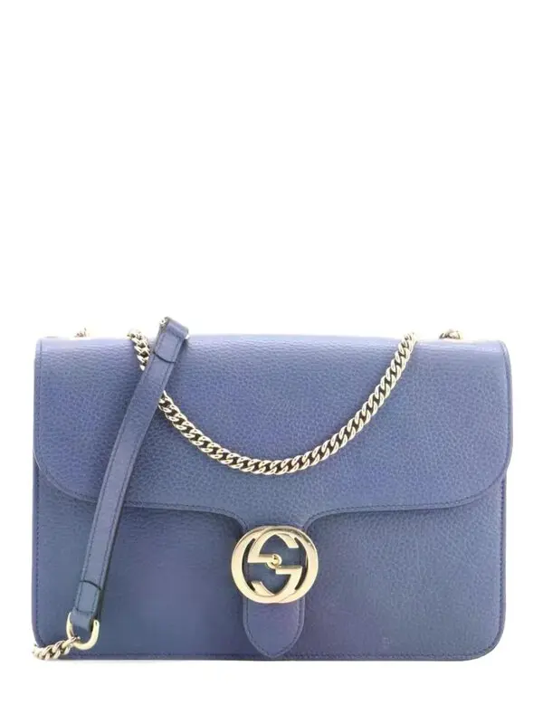 Gucci Interlocking Leather Medium Shoulder Bag - Blue