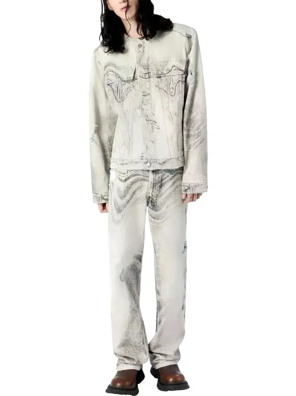 Camper Distressed-effect Denim Jacket - Grey