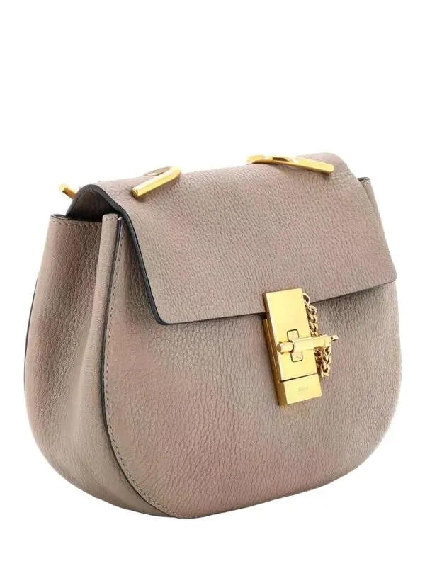 Chloé Drew Leather Small Crossbody Bag - Grey