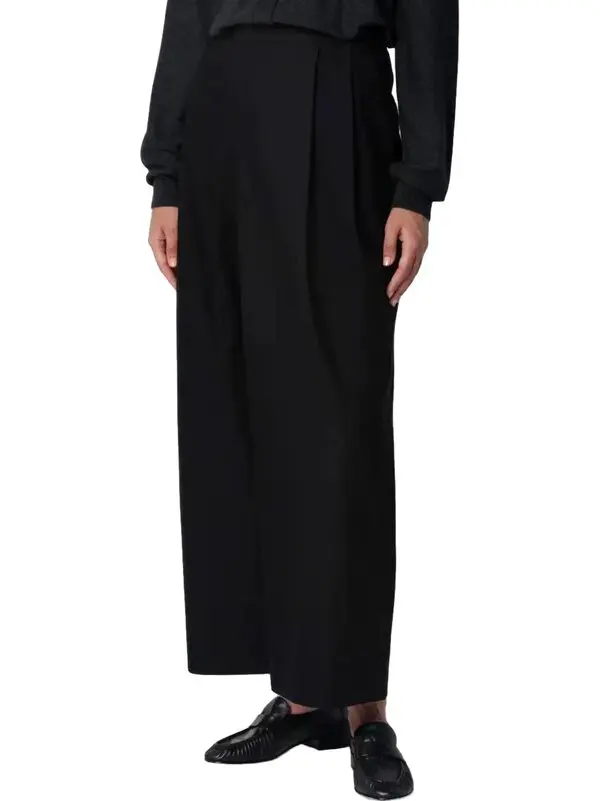 Source Unknown Leiko Pleated Cropped Trousers - Black