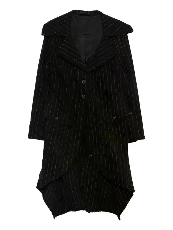 RUNDHOLZ Pinstripe-pattern Raw-edge Coat - Black