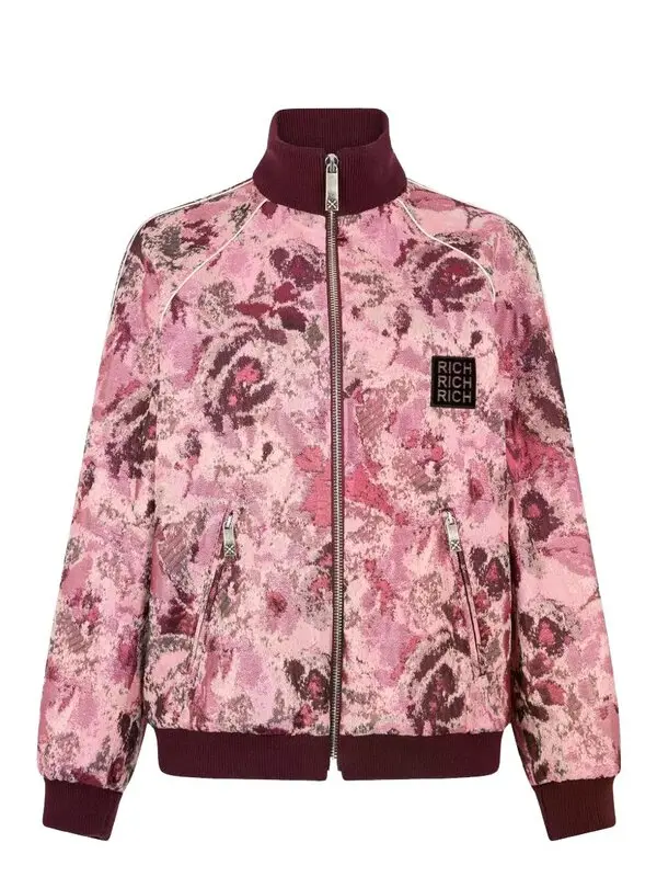 John Richmond Floral-jacquard Bomber Jacket - Pink