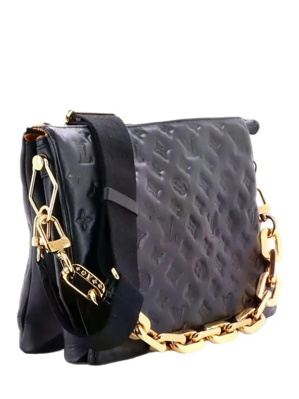 LOUIS VUITTON Coussin Bag Monogram Embossed Lambskin Mm Crossbody Bag - Black