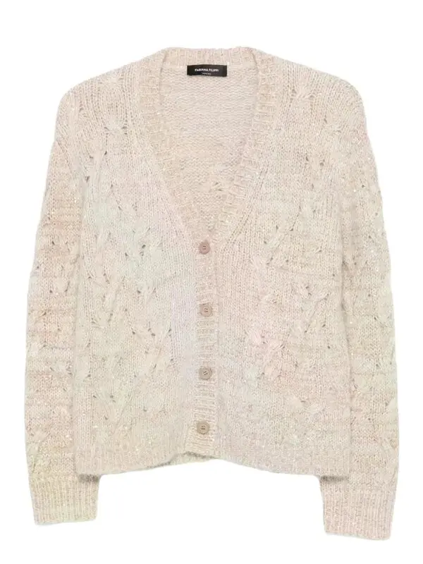 Fabiana Filippi Cable-knit Sequin-embellished Cardigan - Neutrals