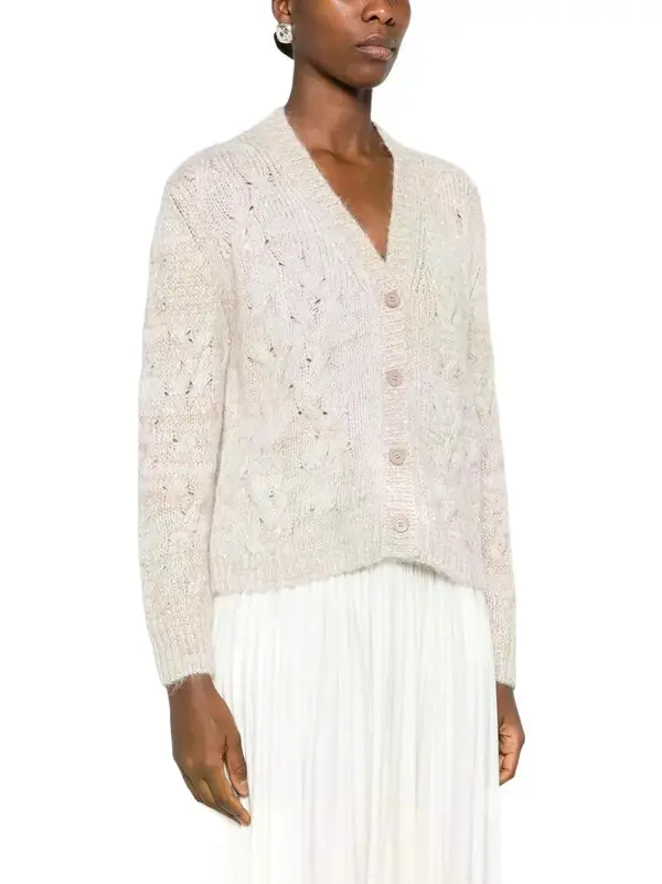 Fabiana Filippi Cable-knit Sequin-embellished Cardigan - Neutrals