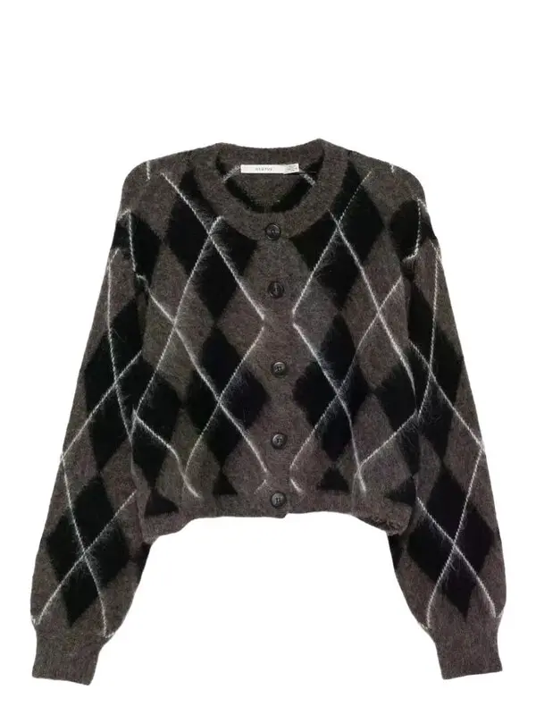 GESTUZ Argyle-knit Alpaca Cardigan - Grey