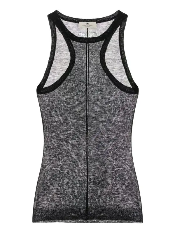 Elisabetta Franchi Wool Top With Ribbing - Black