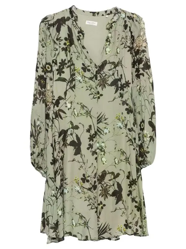 Marc O'polo Floral-print Ruffled Mini Dress - Green