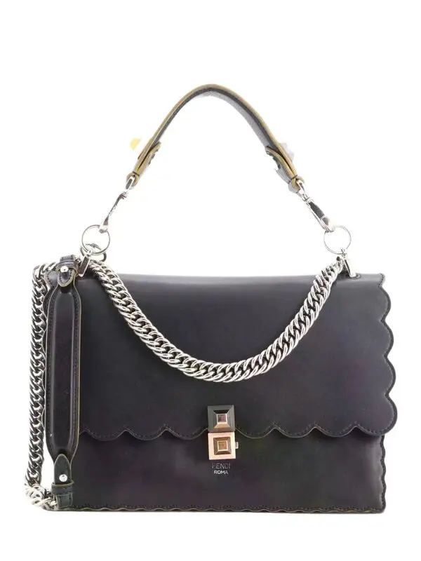 Fendi Kan I Bag Leather Medium Shoulder Bag - Black
