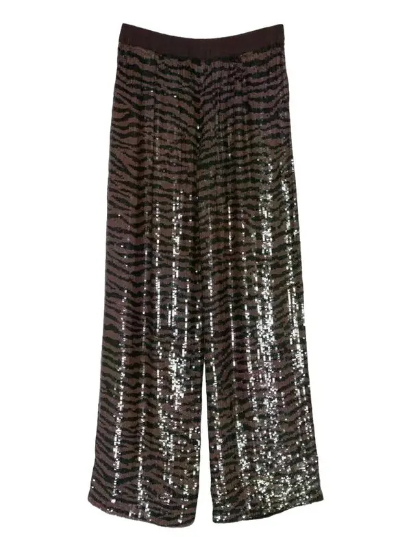 P.a.r.o.s.h Rebra Sequin-embellished Zebra-print Trousers - Brown