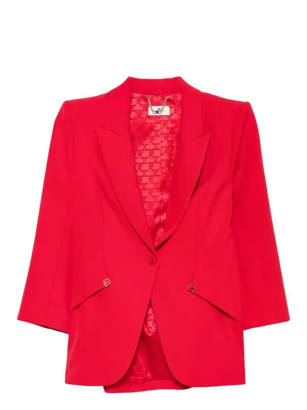 Elisabetta Franchi Logo-plaque Blazer And Straight-leg Trousers Suit - Red