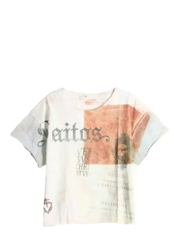 SAITOS 783 Anchor Distressed T-shirt - Neutrals
