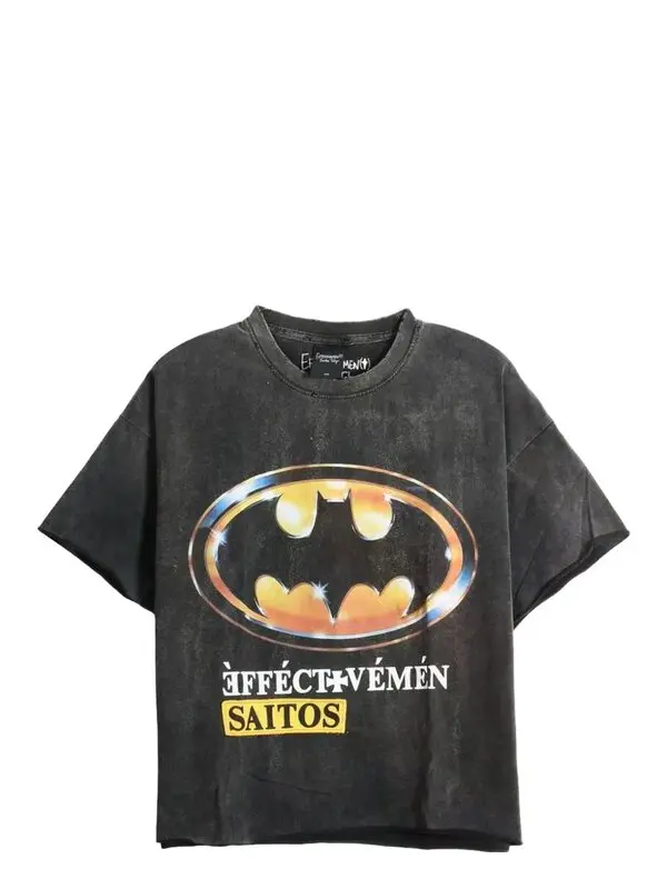 SAITOS Batman Patch Distressed T-shirt - Black