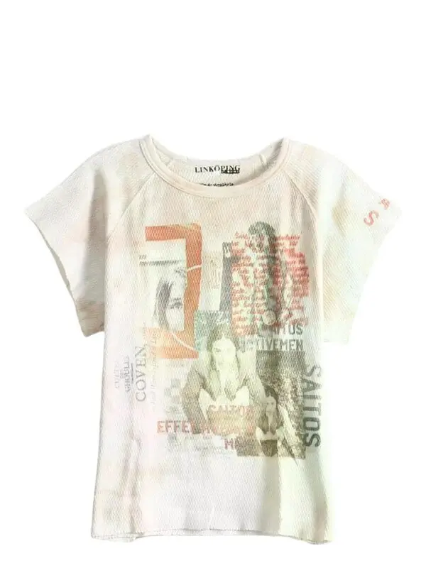 SAITOS Waffle Mess Graphic-print T-shirt - Neutrals