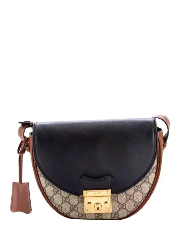 Gucci Padlock Saddle Shoulder Bag Gg Coated Canvas And Leather Small Crossbody Bag - Brown