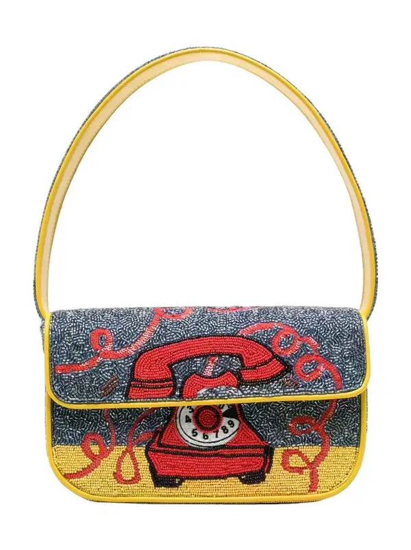 Staud Tommy Hotline Bead-embellished Shoulder Bag - Blue