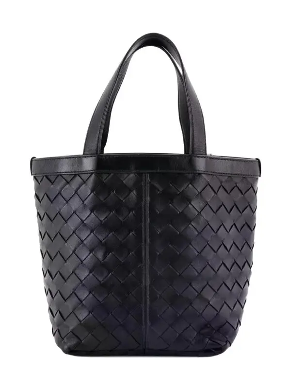 Bottega Veneta Flip Flap Intrecciato Leather Small Tote Bag - Black