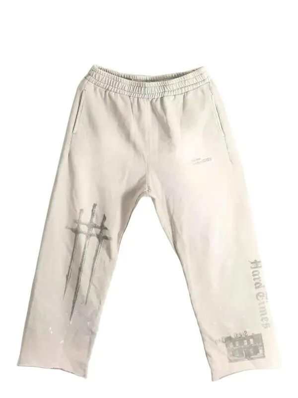 SAITOS Sword Graphic-print Raw-cut Track Pants - Neutrals