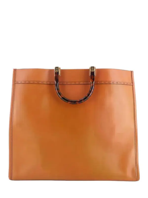 Fendi Sunshine Shopper Leather Large Tote Bag - Brown