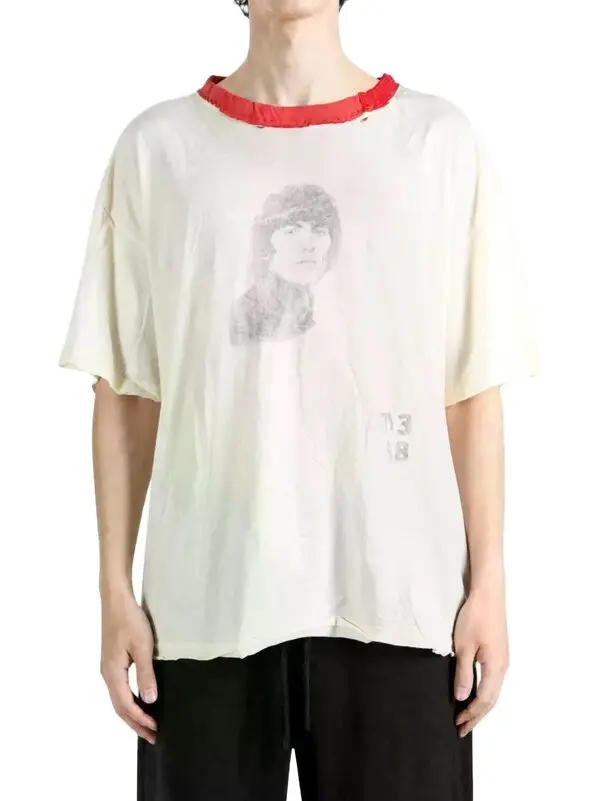 SAITOS Harrison Ghost Distressed T-shirt - Neutrals