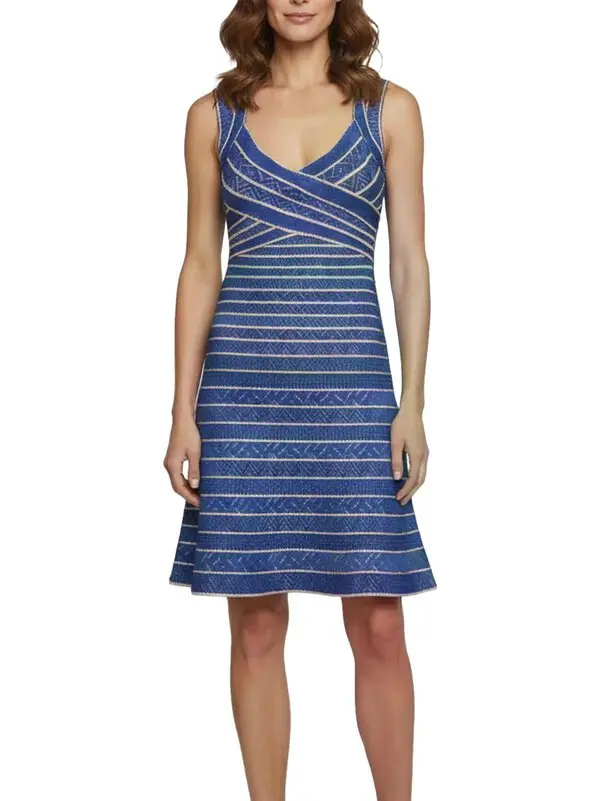Herve Leger Kamron Jacquard Bandage Mini Dress - Blue