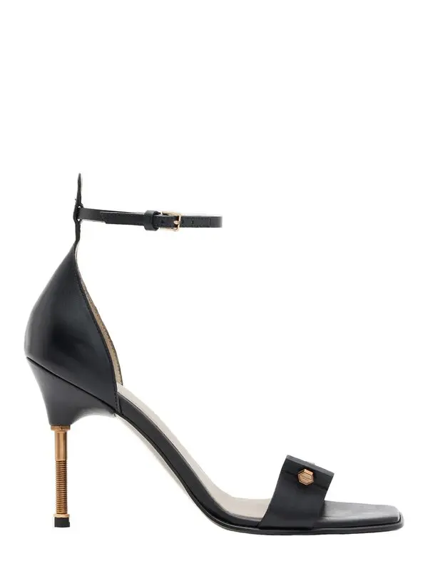 ALLSAINTS Betty Square Toe Leather Heeled Sandals - Black