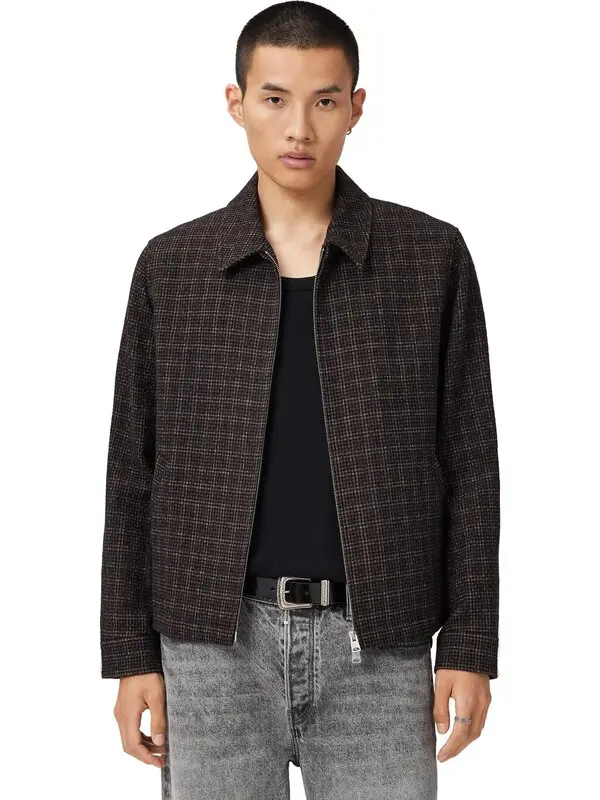 ALLSAINTS City Hall Check Jacket - Brown