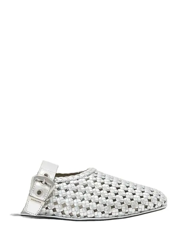 ALLSAINTS Sabine Woven Leather Flats - Silver
