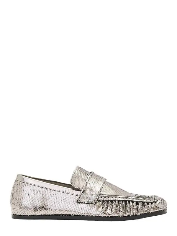 ALLSAINTS Julie Studded Leather Loafers - Grey