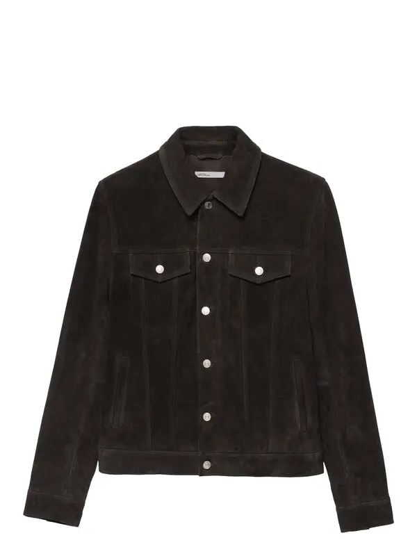 ALLSAINTS Chaiyo Suede Trucker Jacket - Black