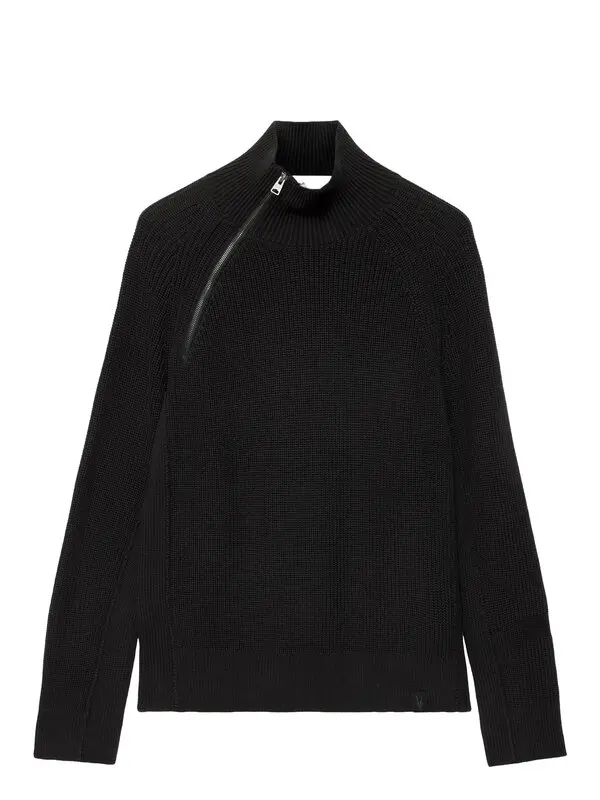 ALLSAINTS Kit Zipped Funnel-neck Sweater - Black