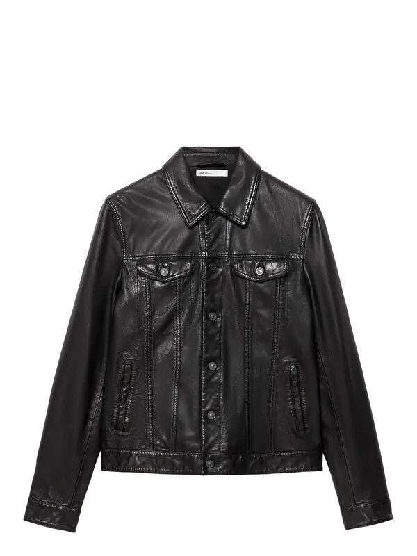 ALLSAINTS Chaiyo Leather Trucker Jacket - Black