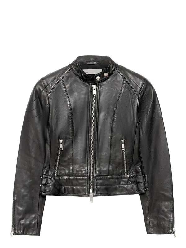 ALLSAINTS Comet Cropped Leather Jacket - Black