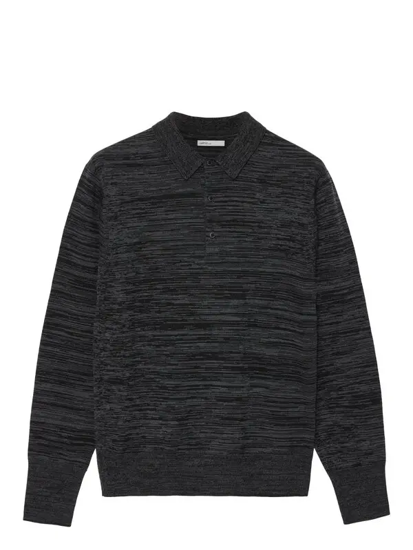 ALLSAINTS Beton Merino Wool Knitted Polo Shirt - Black/grey