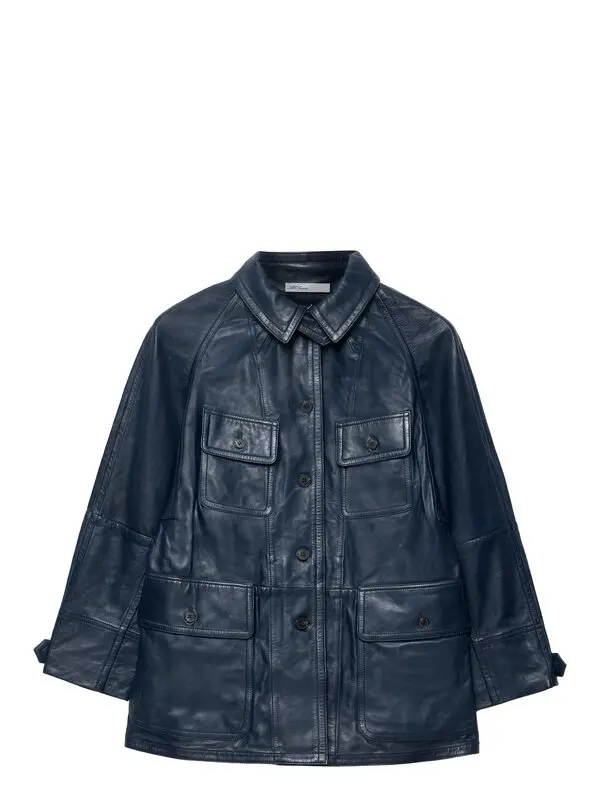 ALLSAINTS Roiya Leather Hunting Jacket - Blue