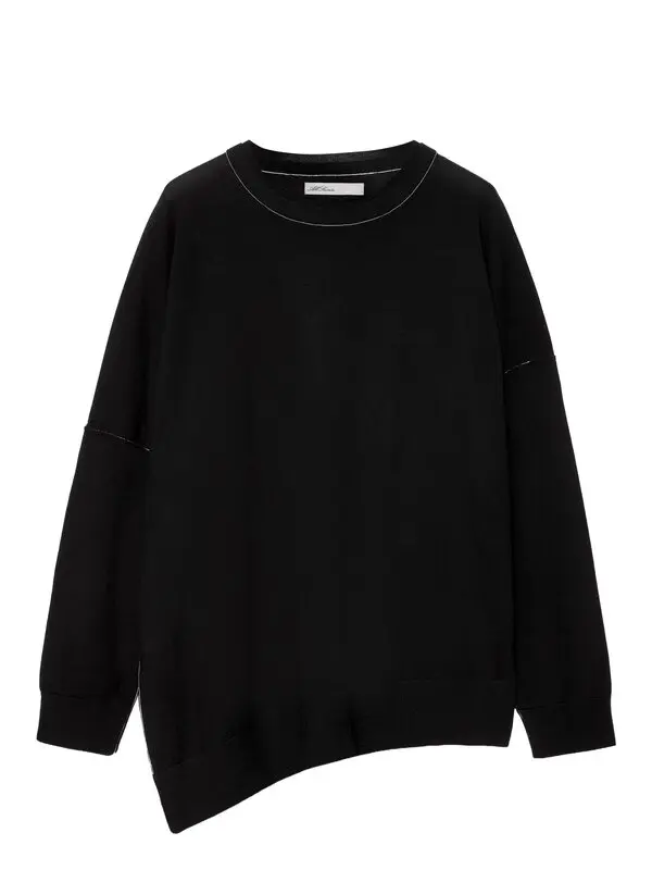 ALLSAINTS Martel Asymmetric Merino Wool Sweater - Black