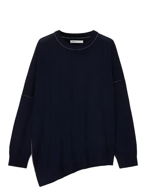 ALLSAINTS Martel Asymmetric Merino Wool Sweater - Blue