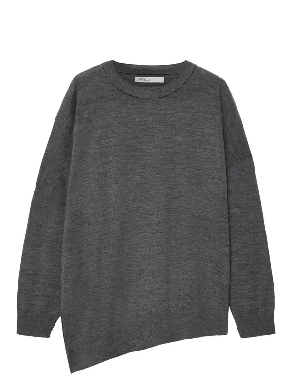 ALLSAINTS Martel Asymmetric Merino Wool Sweater - Grey