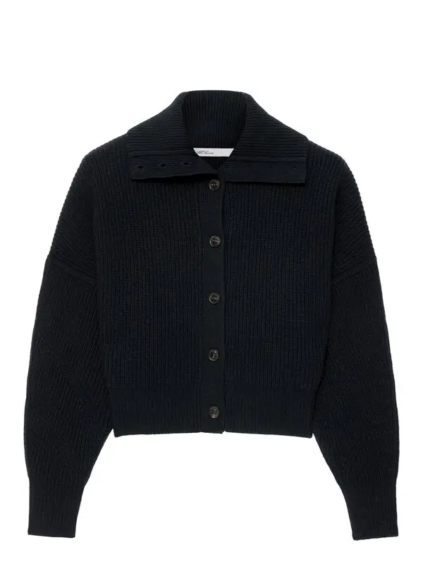 ALLSAINTS Caron Cropped Merino Wool Cardigan - Blue
