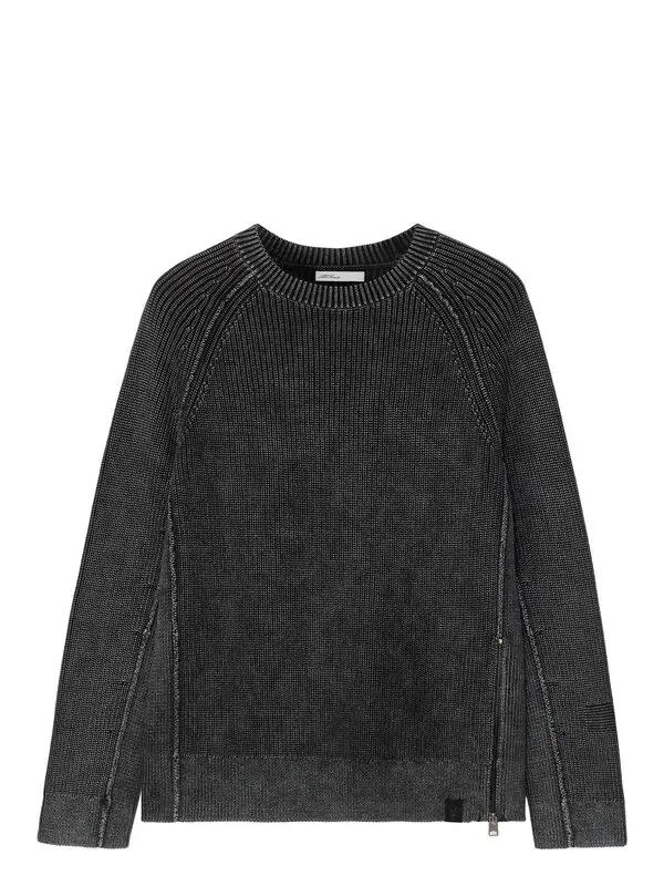 ALLSAINTS Kit Acid-washed Cotton Crew-neck Sweater - Black