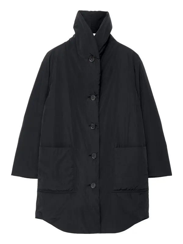 ALLSAINTS Darcie Nylon Shawl-collar Cocoon Coat - Black