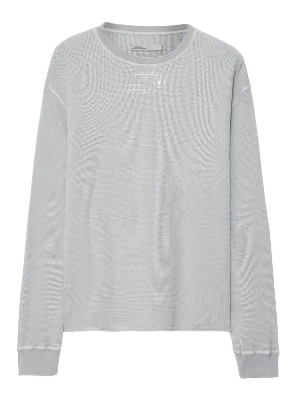 ALLSAINTS Raphy Waffle-knit Long-sleeve Graphic T-shirt - Grey