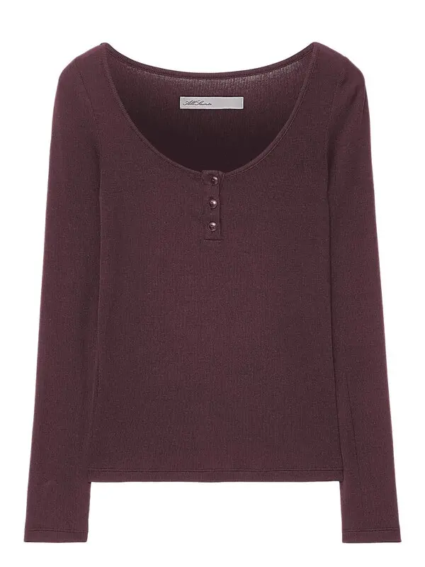ALLSAINTS Jules Slim-fit Cotton Henley Top - Red