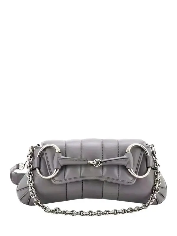 Gucci Horsebit Chain Vertical Quilted Leather Small Shoulder Bag - Grey