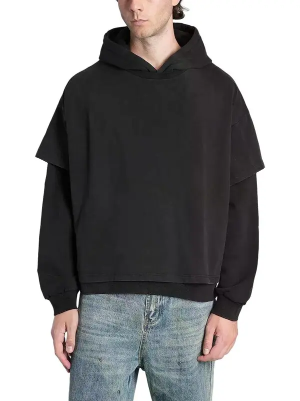 FOUND Layered-effect Hoodie - Black