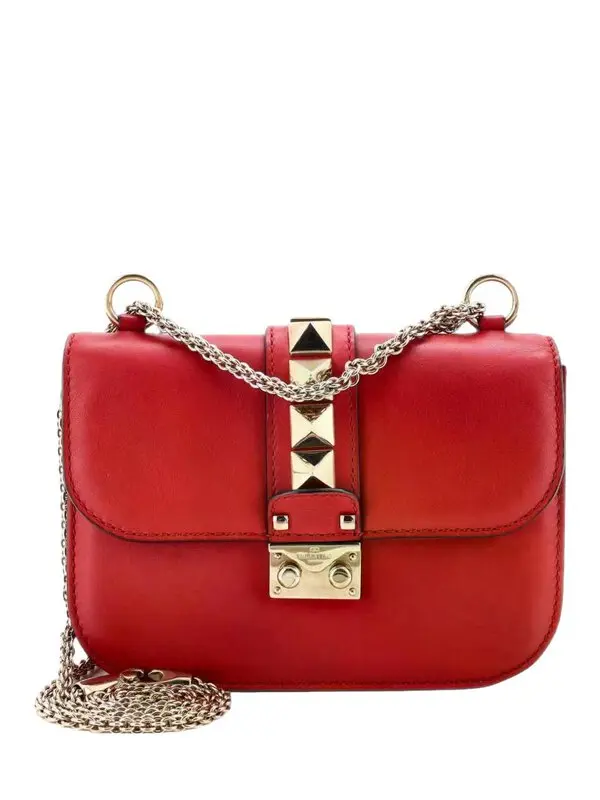 Valentino Garavani Glam Lock Leather Small Shoulder Bag - Red