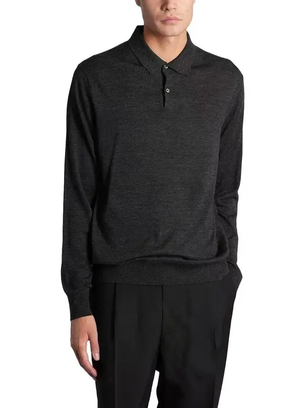 BALLANTYNE Long-sleeve Polo Shirt - Grey