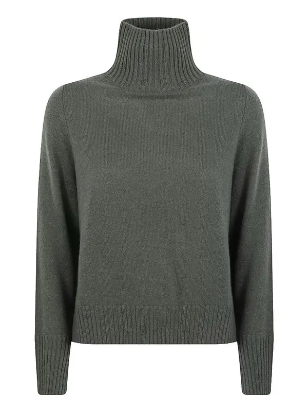 ALLUDE Roll-neck Ribbed-trim Sweater - Green